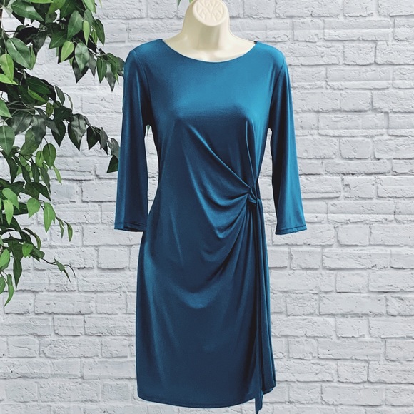 Chetta B | Dresses | Chetta B Elegant Teal Blue Sheath Dress With Side ...